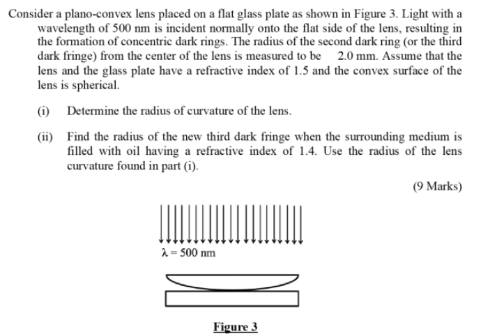 Solved Consider a plano-convex lens placed on a flat glass | Chegg.com