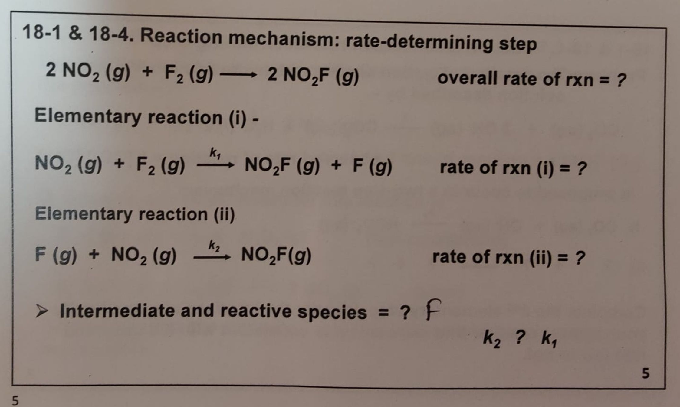 Solved 18-1 ﻿& 18-4. ﻿Reaction mechanism: rate-determining | Chegg.com