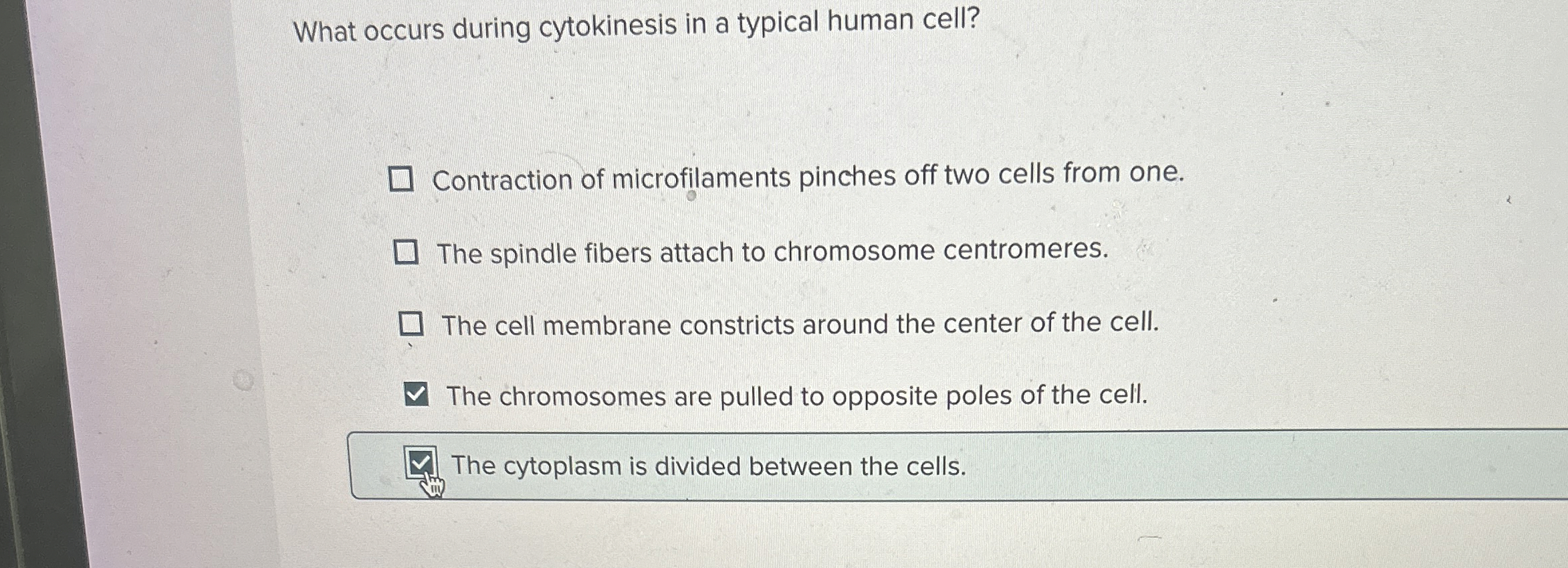 Solved What occurs during cytokinesis in a typical human | Chegg.com