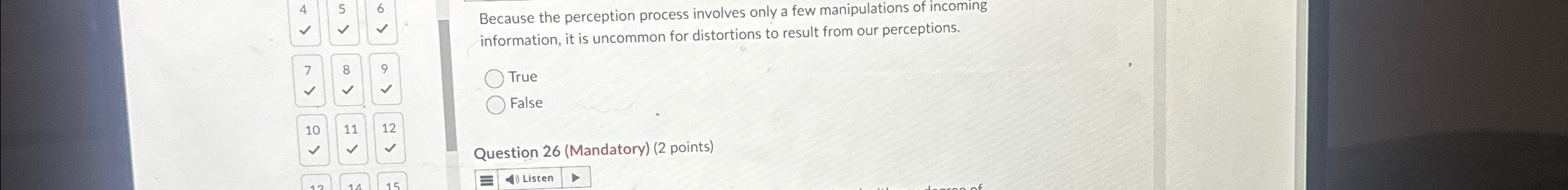 Solved Because the perception process involves only a few | Chegg.com