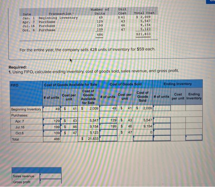 Solved Number of Units 49 Date Transaction Jan. 1 Beginning | Chegg.com