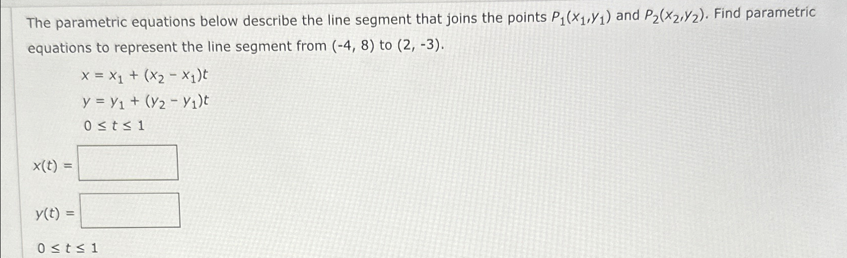 Solved The parametric equations below describe the line | Chegg.com