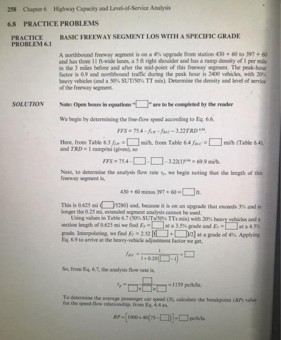 Solved 258 Chapter 6 Highway Capacity and Level-of-Service | Chegg.com
