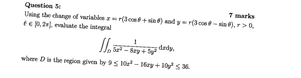 Solved Question 5:Using the change of variables | Chegg.com