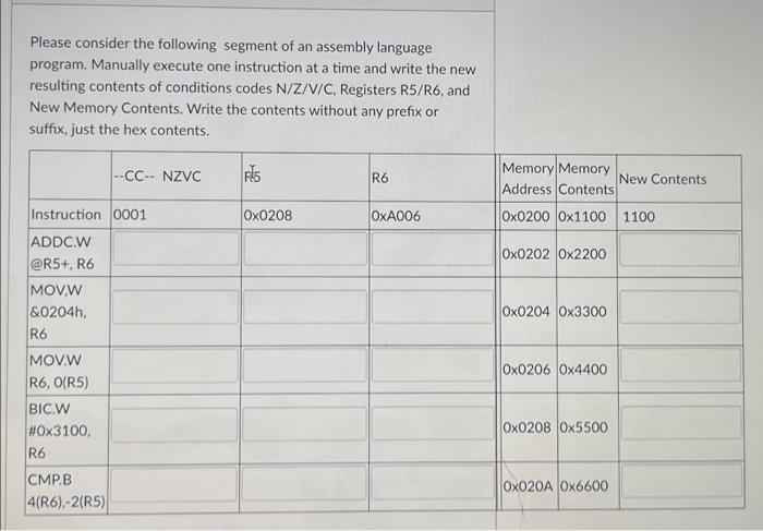 Solved Please consider the following segment of an assembly | Chegg.com