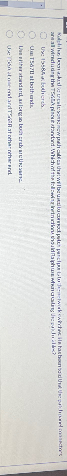 Solved Ralph has been asked to create some new path cables | Chegg.com