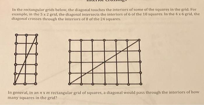 Solved In the rectangular grids below, the diagonal touches | Chegg.com