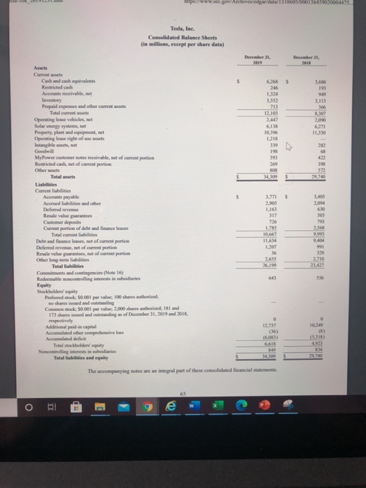 Solved 2. What was Tesla's working capital balance at the | Chegg.com