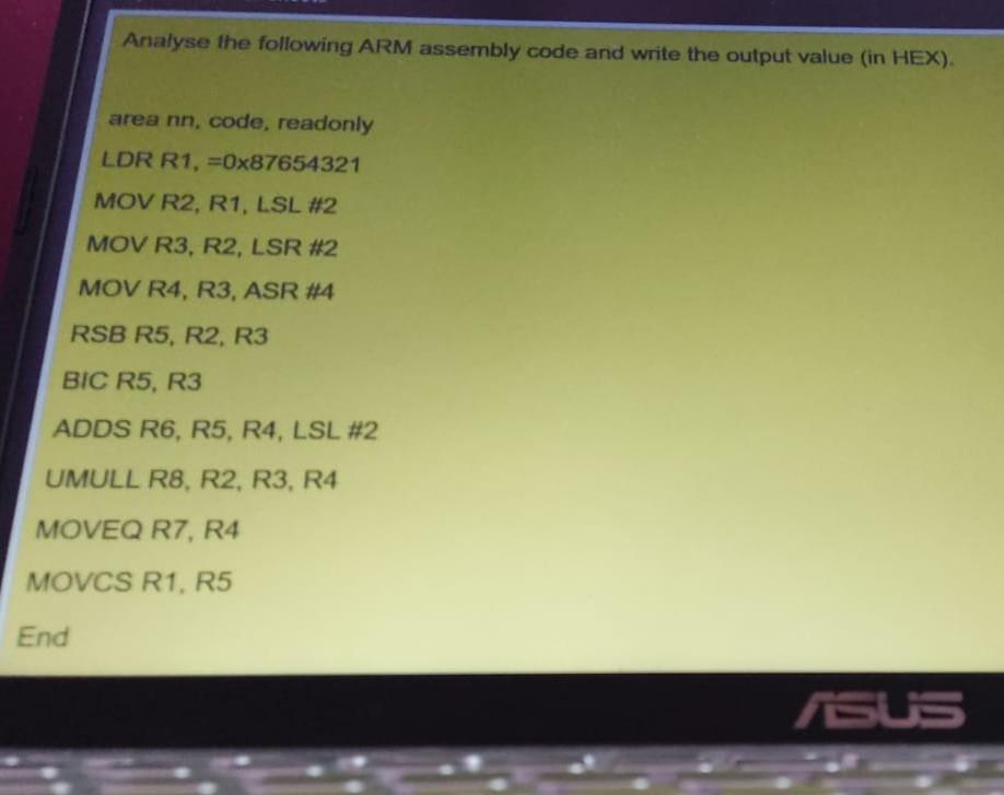 Solved Analyse the following ARM assembly code and write the | Chegg.com