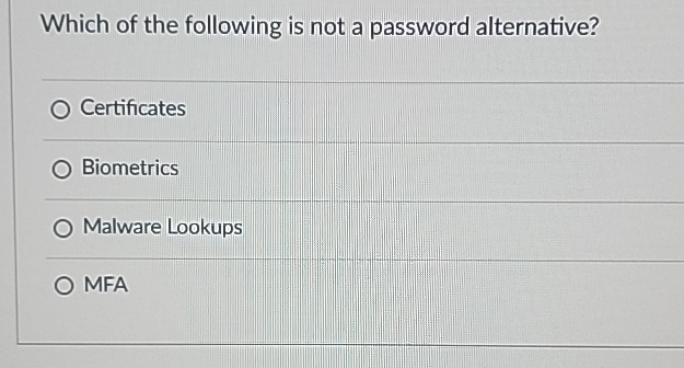 Solved Which of the following is not a password | Chegg.com