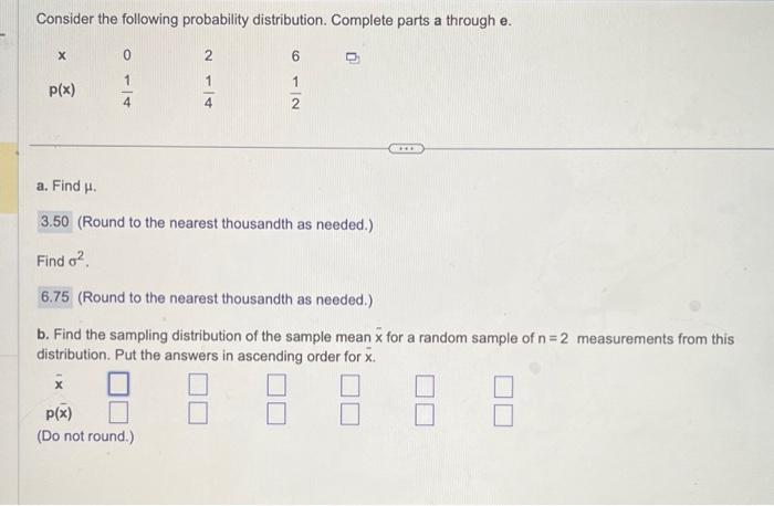 Solved Consider the following probability distribution. | Chegg.com