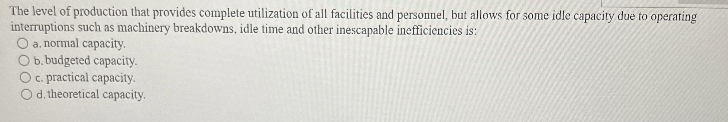 Solved The level of production that provides complete | Chegg.com