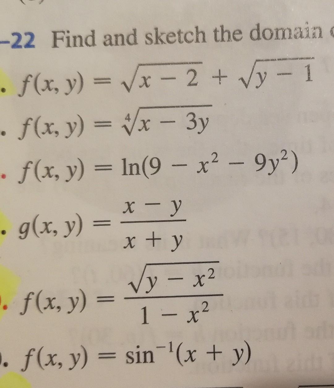 Solved 1 -22 Find and sketch the domain · f(x, y) = x - 2 + | Chegg.com