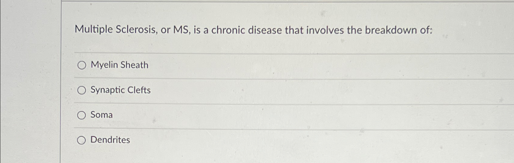 Solved Multiple Sclerosis, or MS, ﻿is a chronic disease that | Chegg.com
