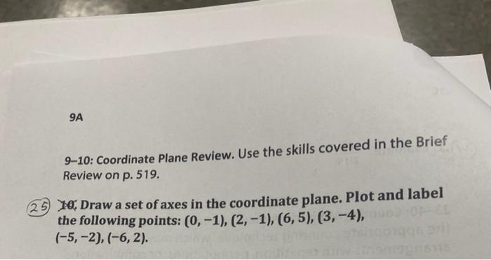 Solved 9-10: Coordinate Plane Review. Use the skills covered | Chegg.com