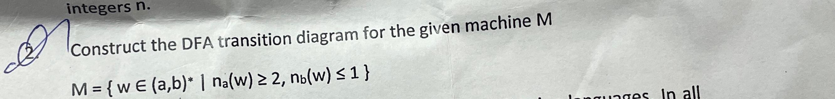 Solved Construct the DFA transition diagram for the given | Chegg.com