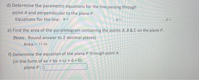 Solved Given the plane P which contains the points | Chegg.com
