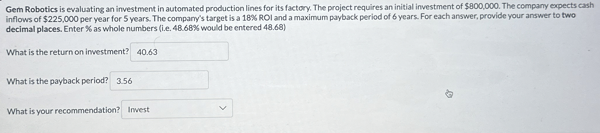 Solved Gem Robotics is evaluating an investment in automated | Chegg.com