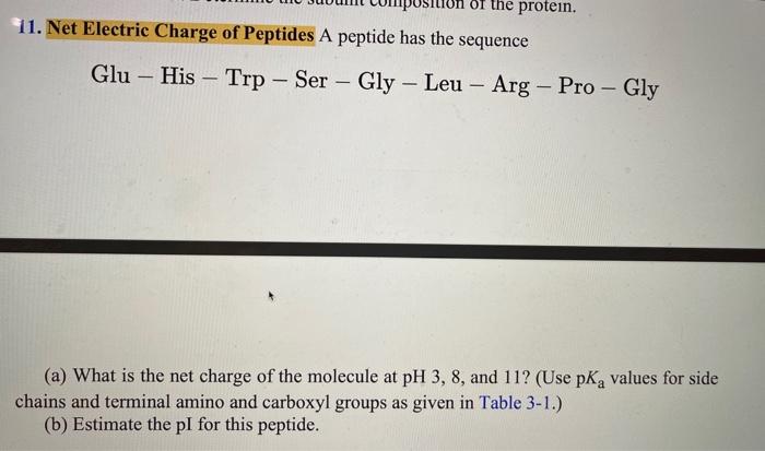 Solved 11. Net Electric Charge of Peptides A peptide has the | Chegg.com