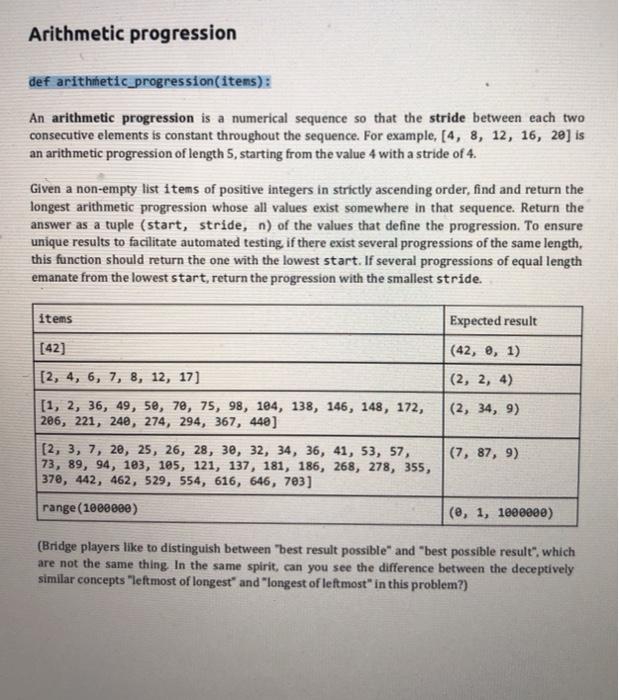 Solved Arithmetic progression def | Chegg.com