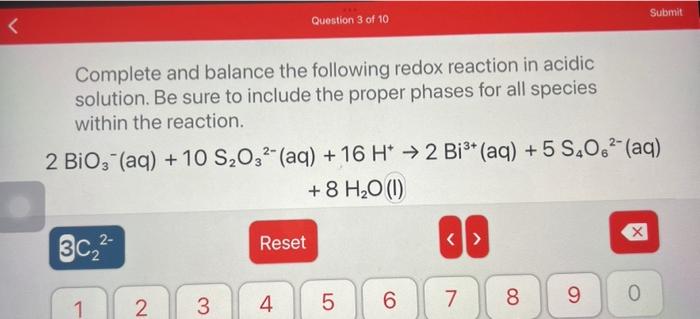 Solved Complete and balance the following redox reaction in | Chegg.com