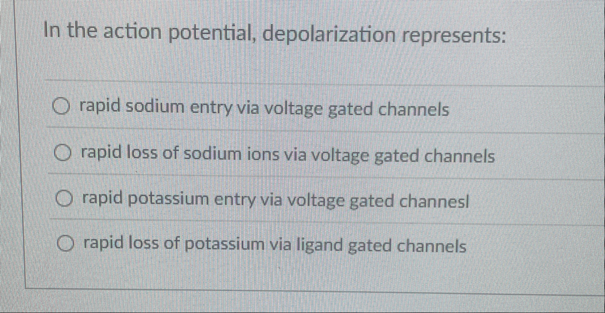 Solved In the action potential, depolarization | Chegg.com