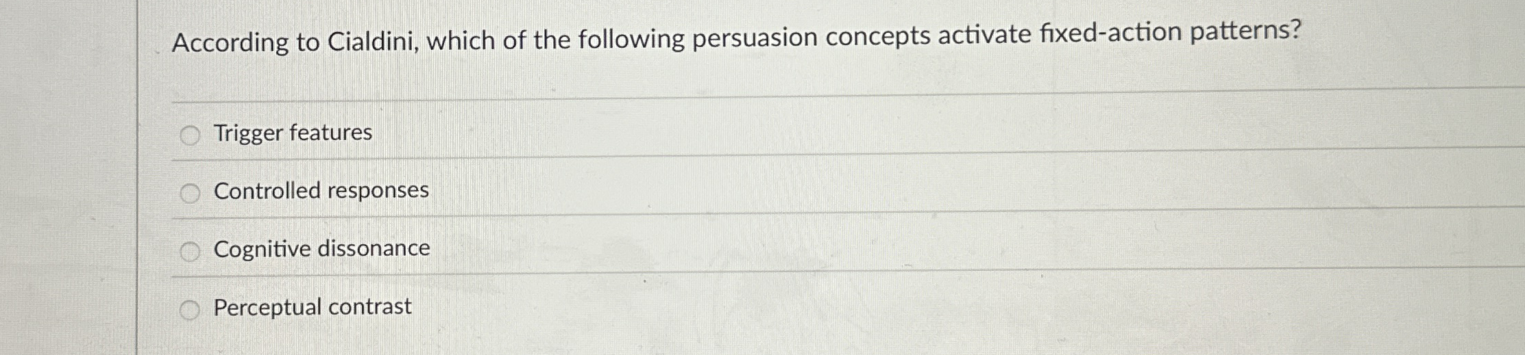 Solved According to Cialdini, which of the following | Chegg.com