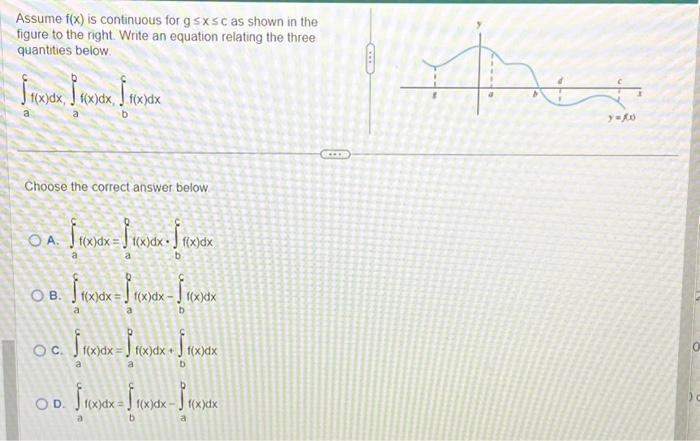Solved Assume f(x) is continuous for g≤x≤c as shown in the | Chegg.com
