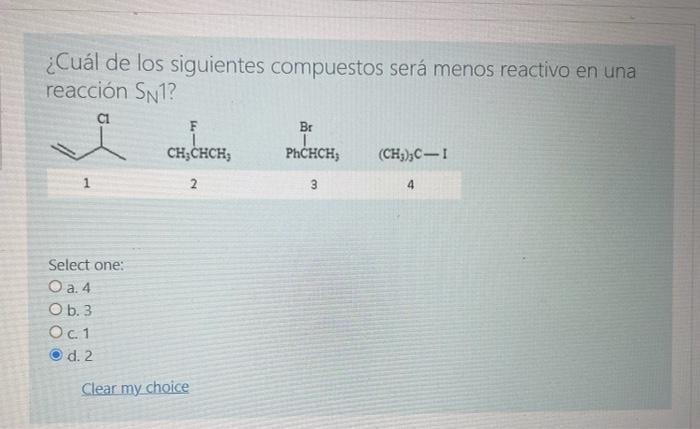 Solved Which of the compound psychics will be less reactive | Chegg.com