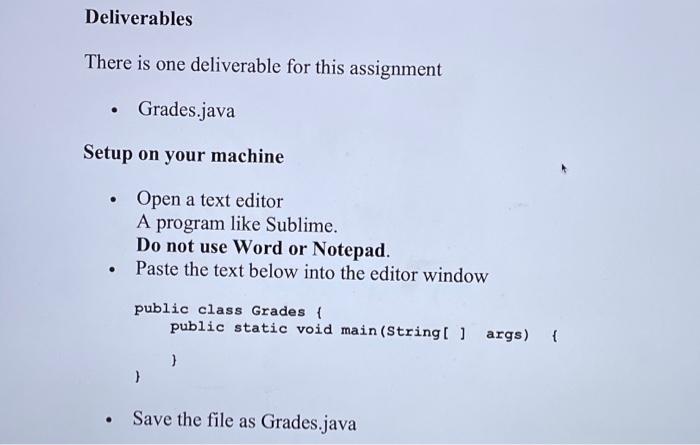 Solved Deliverables There is one deliverable for this | Chegg.com