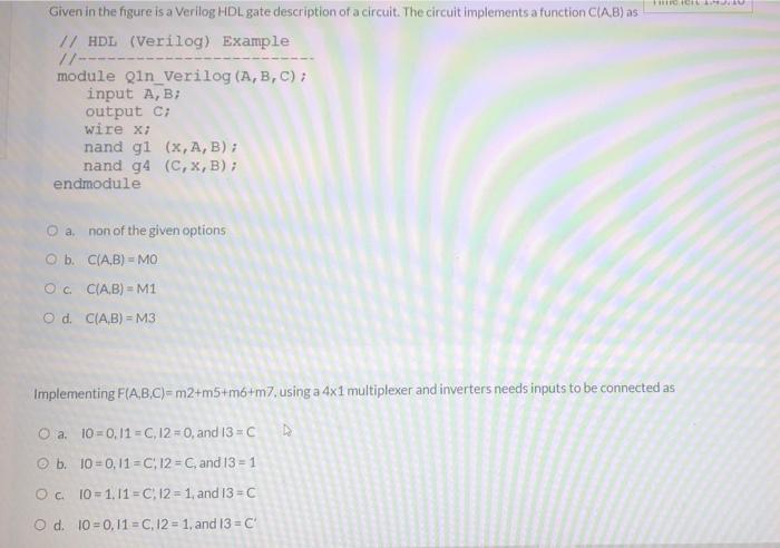 Solved Given In The Figure Is A Verilog Hdl Gate Description