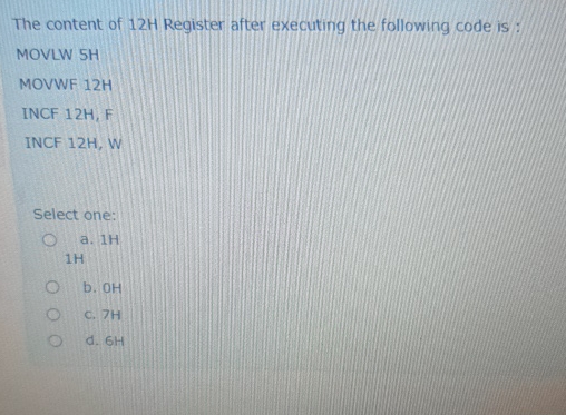 Solved The content of 12H ﻿Register after executing the | Chegg.com
