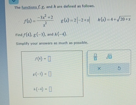 Solved The functions f,g, ﻿and h ﻿are defined as | Chegg.com