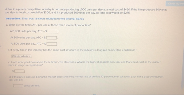 Solved A firm in a purely competitive industry is currently | Chegg.com