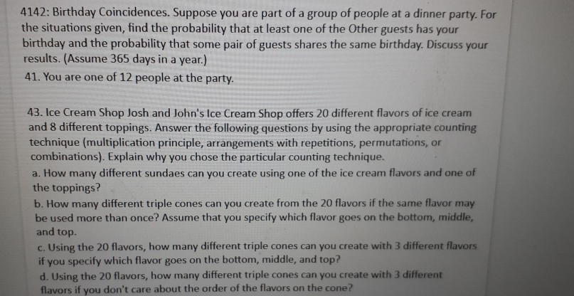 Solved 4142: Birthday Coincidences. Suppose you are part of | Chegg.com
