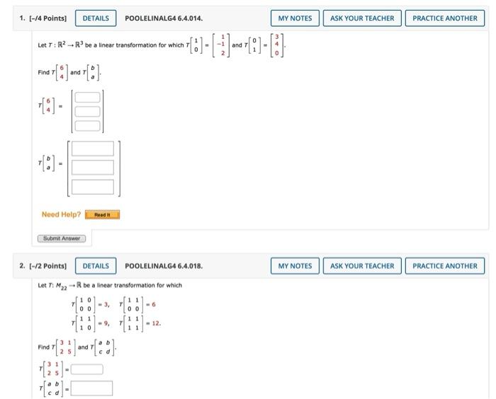 Solved Let T:R2→R3 be a linear transformation for which | Chegg.com