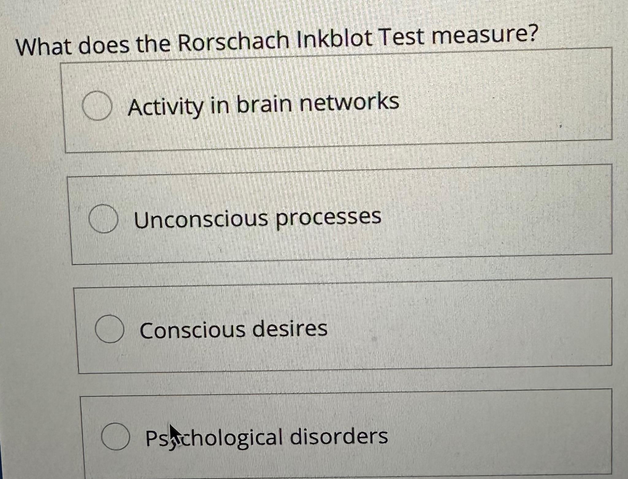 Solved What does the Rorschach Inkblot Test measure?Activity | Chegg.com