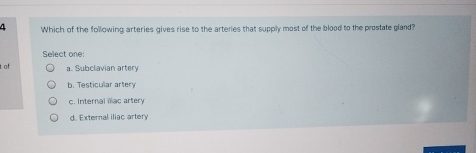 Solved 4Which of the following arteries gives rise to the | Chegg.com