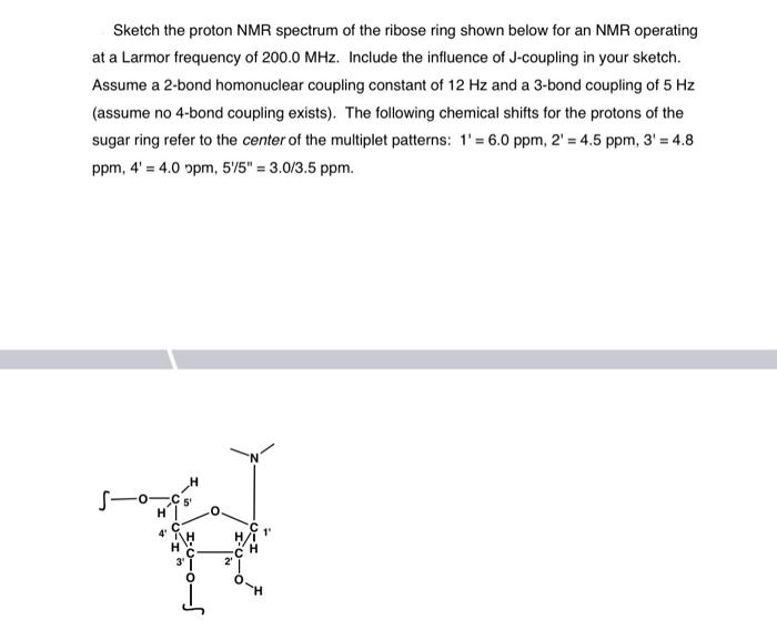 Solved Sketch the proton NMR spectrum of the ribose ring | Chegg.com