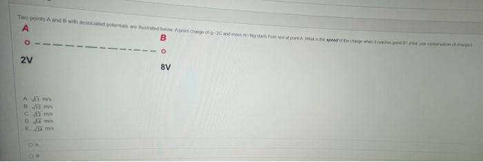 Solved two points A and B with associated potentials are | Chegg.com