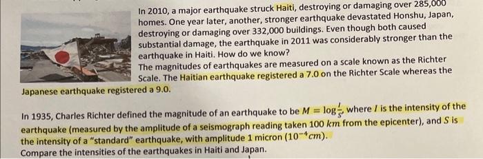 Solved In 2010, a major earthquake struck Haiti, destroying | Chegg.com Solved In 2010, a major earthquake struck Haiti, destroying | Chegg.com