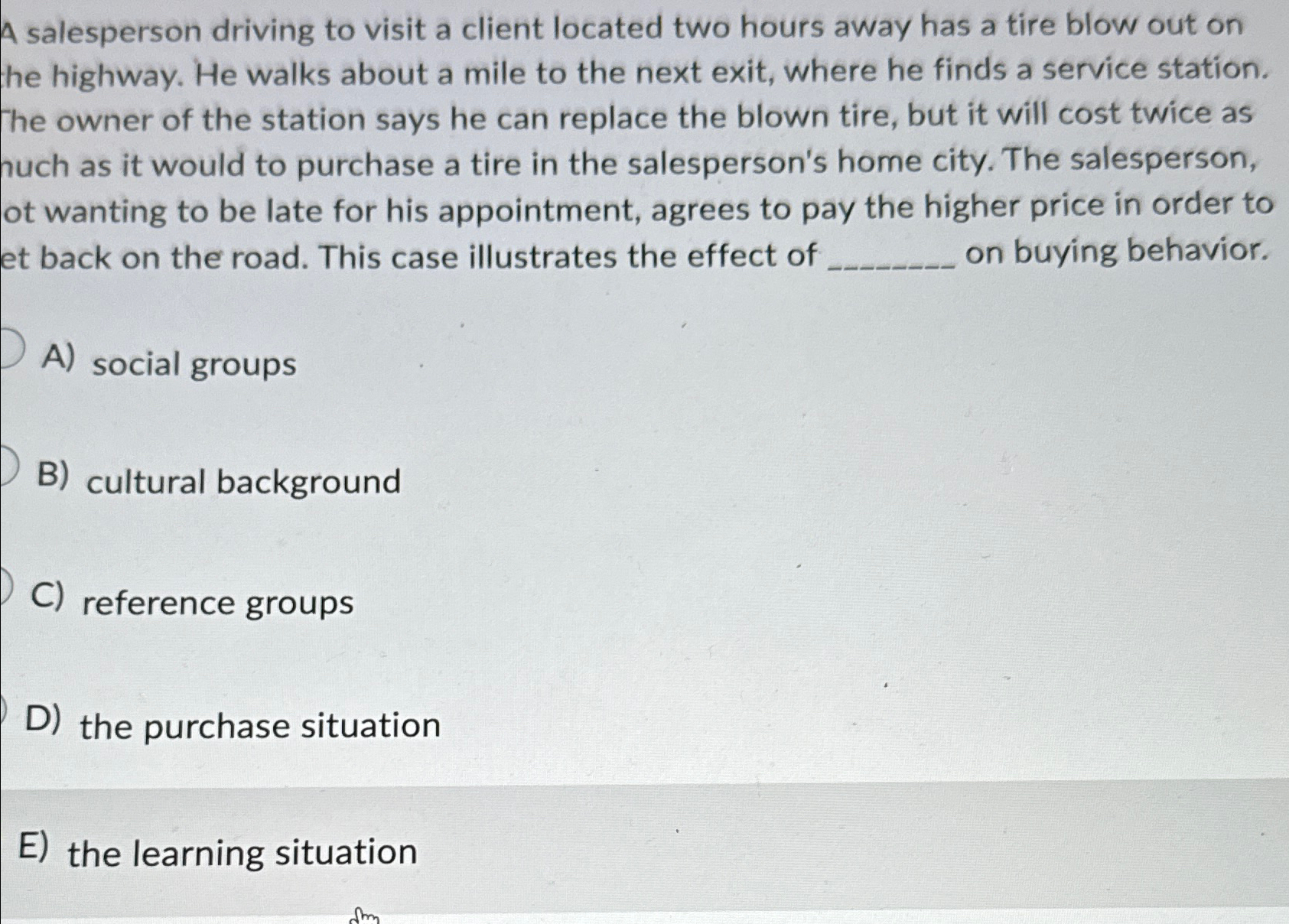 Solved A salesperson driving to visit a client located two | Chegg.com