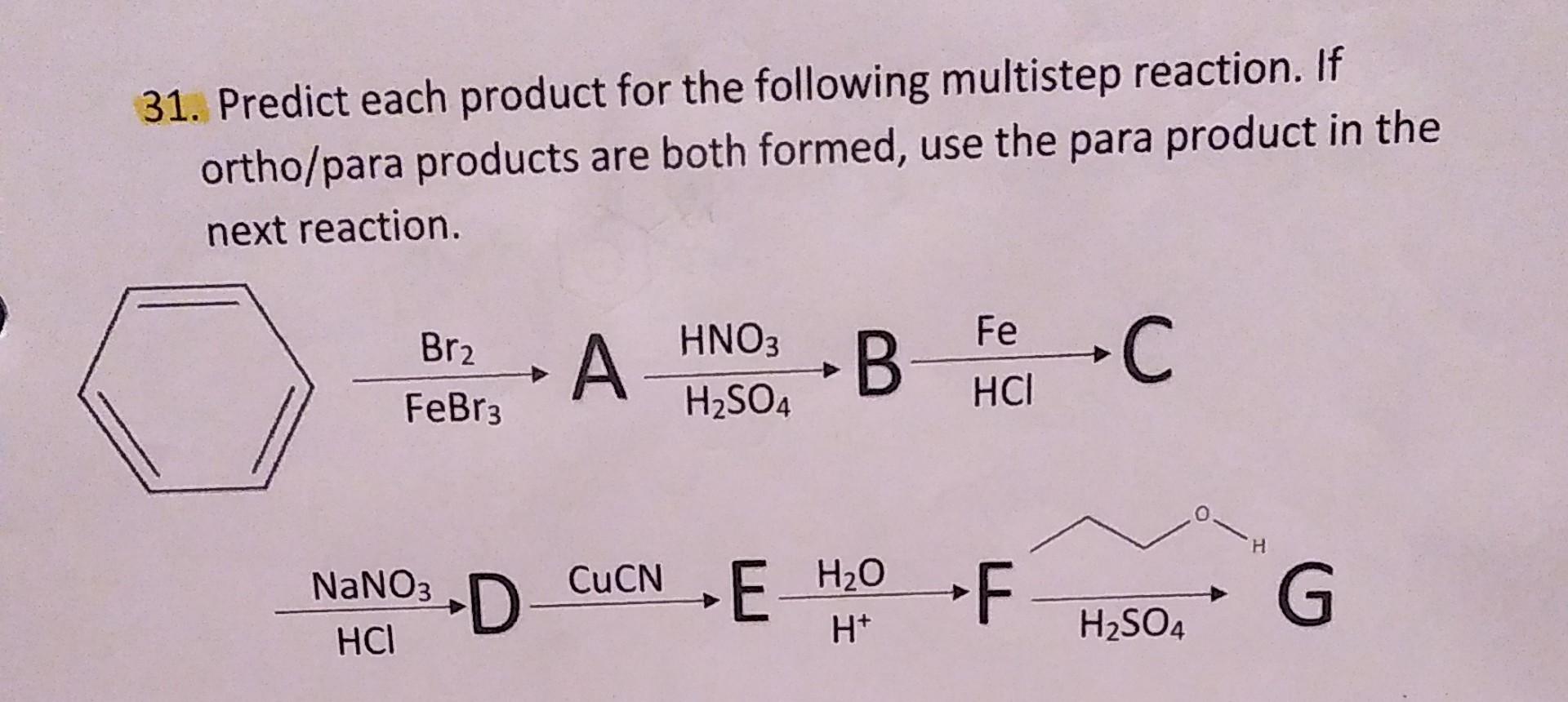 Solved 31. Predict each product for the following multistep | Chegg.com