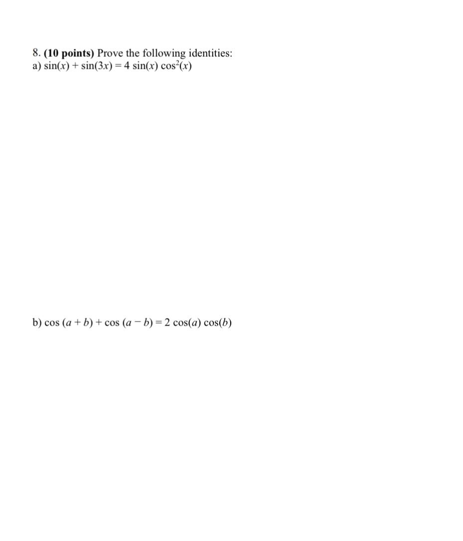 Solved (10 ﻿points) ﻿Prove the following | Chegg.com