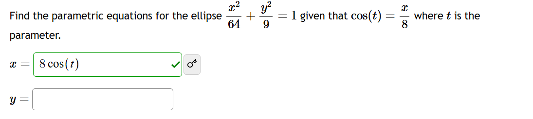 Solved Find the parametric equations for the ellipse | Chegg.com