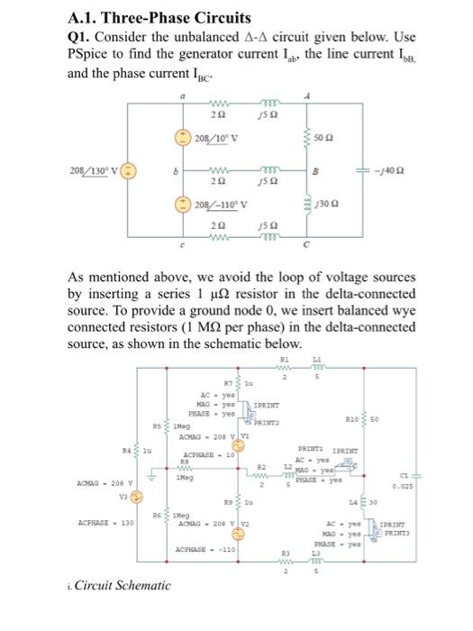 Solved A.1. Three-Phase Circuits Q1. Consider the unbalanced | Chegg.com