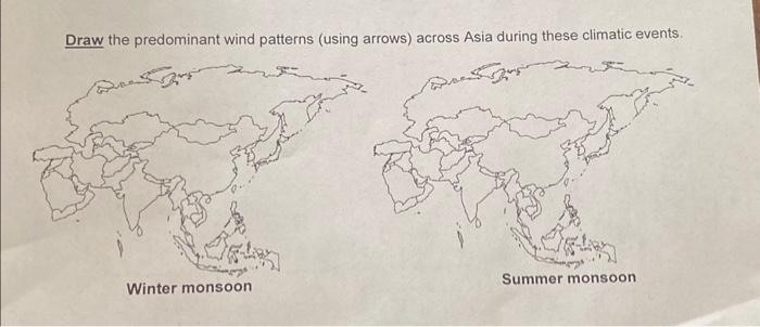 Solved Draw the predominant wind patterns (using arrows) | Chegg.com