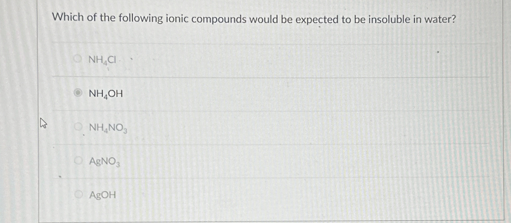 Solved Which of the following ionic compounds would be | Chegg.com
