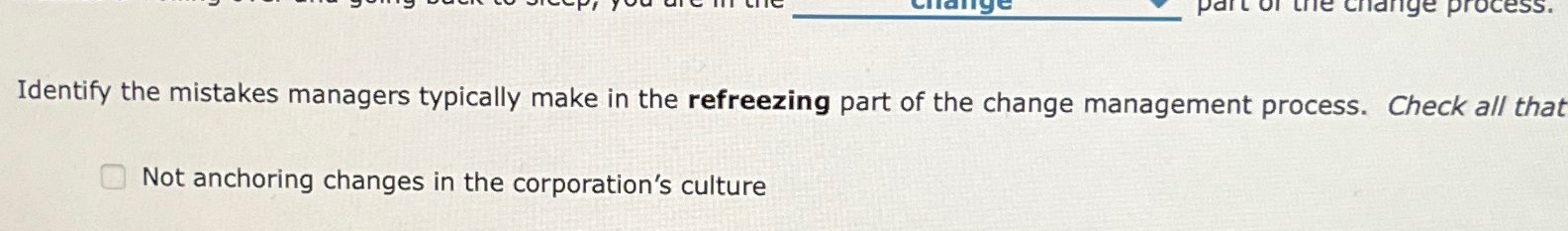 Solved Identify the mistakes managers typically make in the | Chegg.com