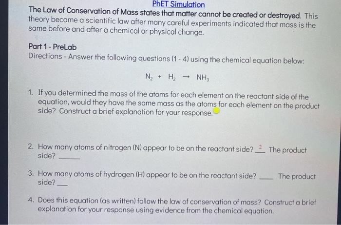 Solved PhET Simulation The Law of Conservation of Mass | Chegg.com